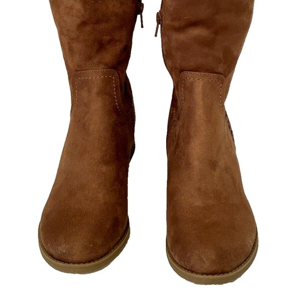 Indigo | Shoes | New Indigo Rd Boots Womans 8m Camel Brown Faux Suede ...